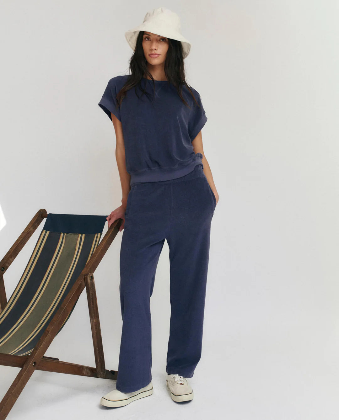 The Great. The Micro Terry Victory Sweatpant In Vintage Blue | two birds